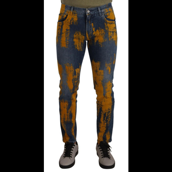 Dolce & Gabbana | Pants | Dolce Gabbana Blue Yellow Dye Cotton Skinny ...